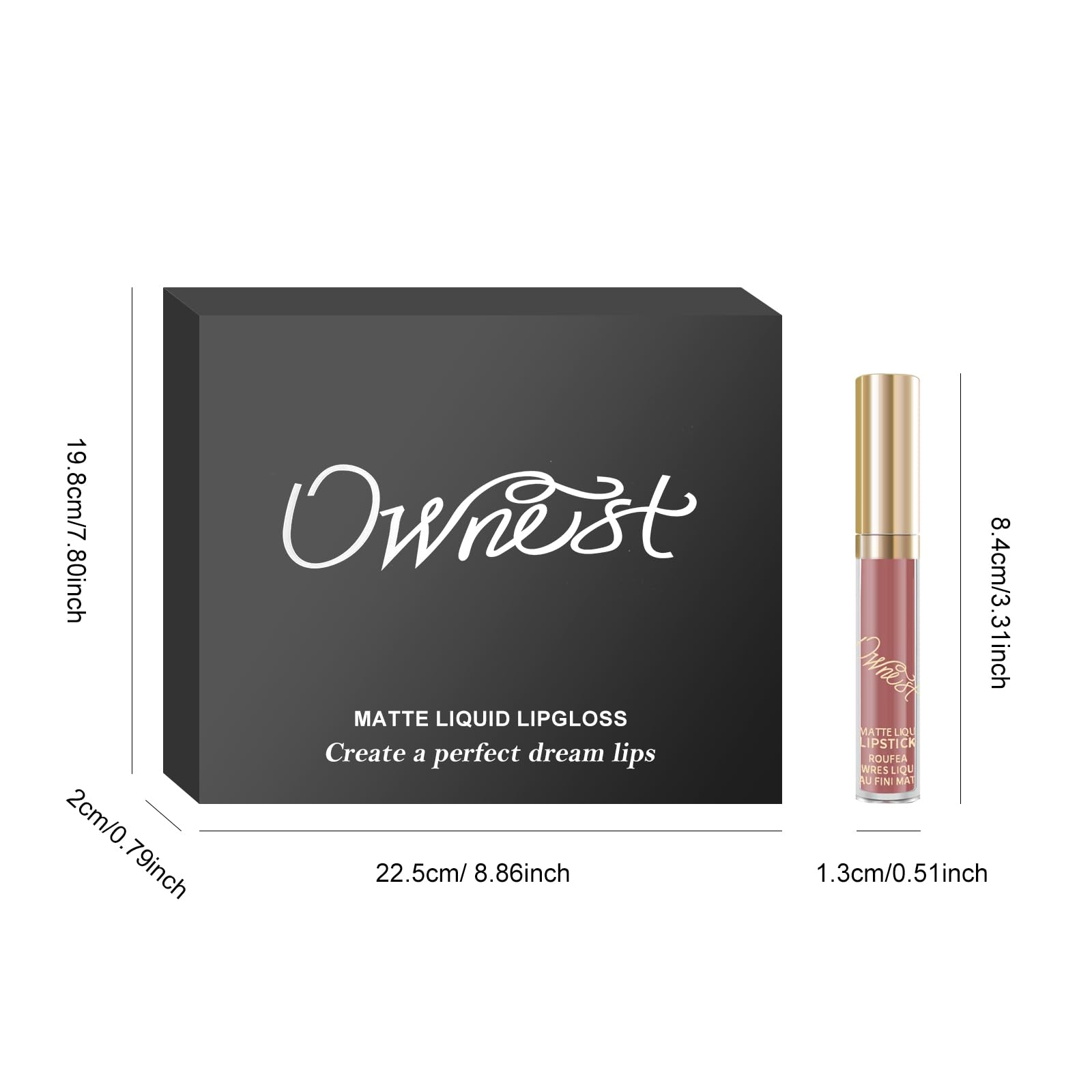 Ownest 24 Colors Matte Velvety Liquid Lipstick Set,Waterproof Long Lasting Non-Stick Cup Liquid Lipgloss Beauty Cosmetics Makeup Kit