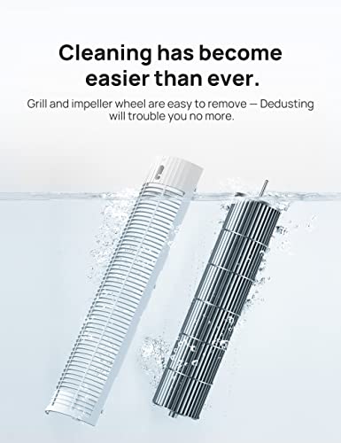 Dreo Tower Fan with Remote, Smart Oscillating Quiet Fans for Bedroom, Bladeless Standing Cooling Floor Fan with WiFi Voice Control Blow Cold Air, 4 Modes, 4 Speeds, 8H Timer, Works with Alexa/Google