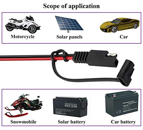 AAOTOKK SAE Y Splitter Connector Cable SAE 1 to 2 SAE DC Power Charger Automotive Extension Cable 2 Pin Quick Connect Disconnect Plug SAE Connector 16Awg Wire for Solar Panel Charging(0.6M/2ft)