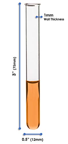 EISCO 48PK Test Tubes, 7ml - Borosilicate 3.3 Glass - 1mm Thick Walls, Beaded Rim - Superior Heat & Chemical Durability - 3" Tall, 0.5" Diameter