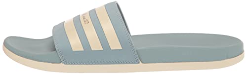 adidas Unisex Adilette Comfort Slide Sandal, Magic Grey/Wonder White/Gold Metallic, 19 US Women