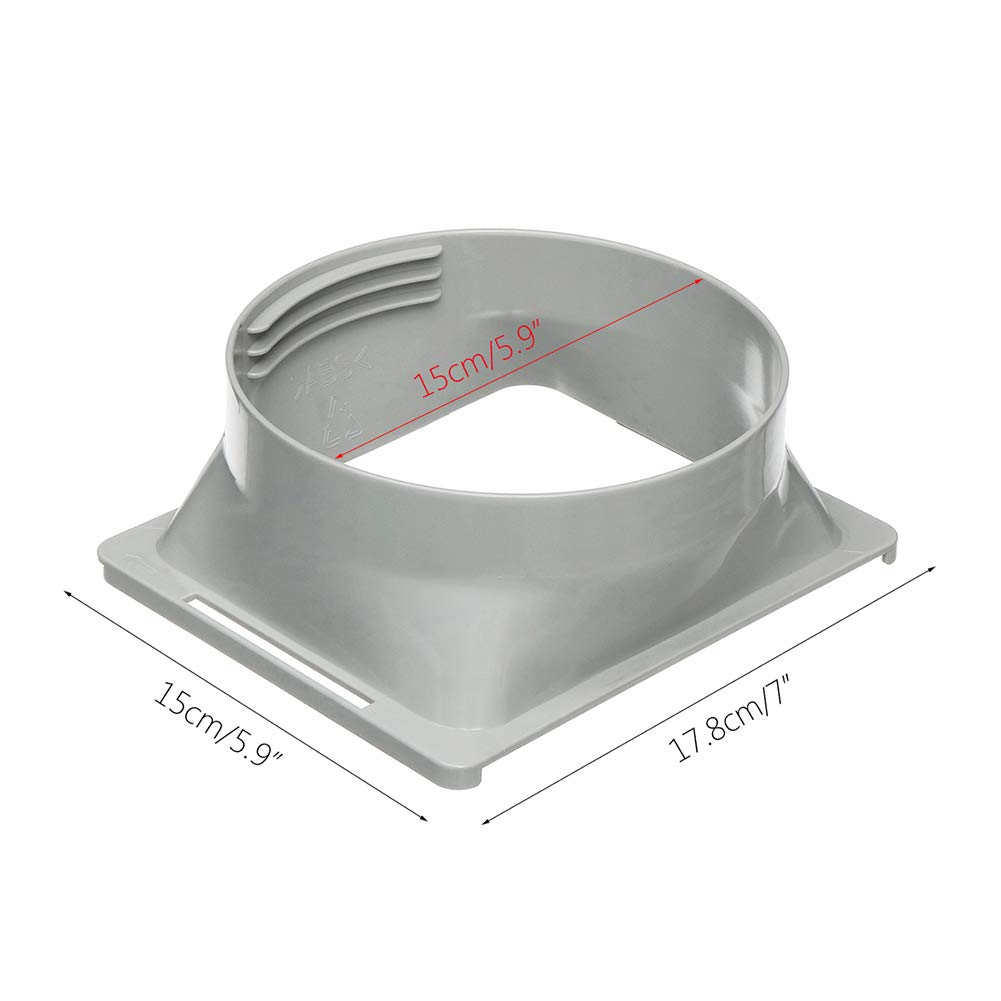 AkoMatial 15cm Round/Square Shaped Exhaust Hose Duct Interface Adapter for Portable Air Conditioner - Silver Square C/H Series