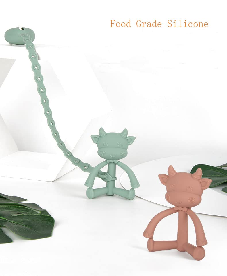 AGGFUCLS Teethings for Babies - Baby teether - Baby Teething Toys 6-12 Months, BPA-Free, Food Grade Silicone Teether for Baby, 3D Shape Teether, Easy to Grasp (Gray Green)