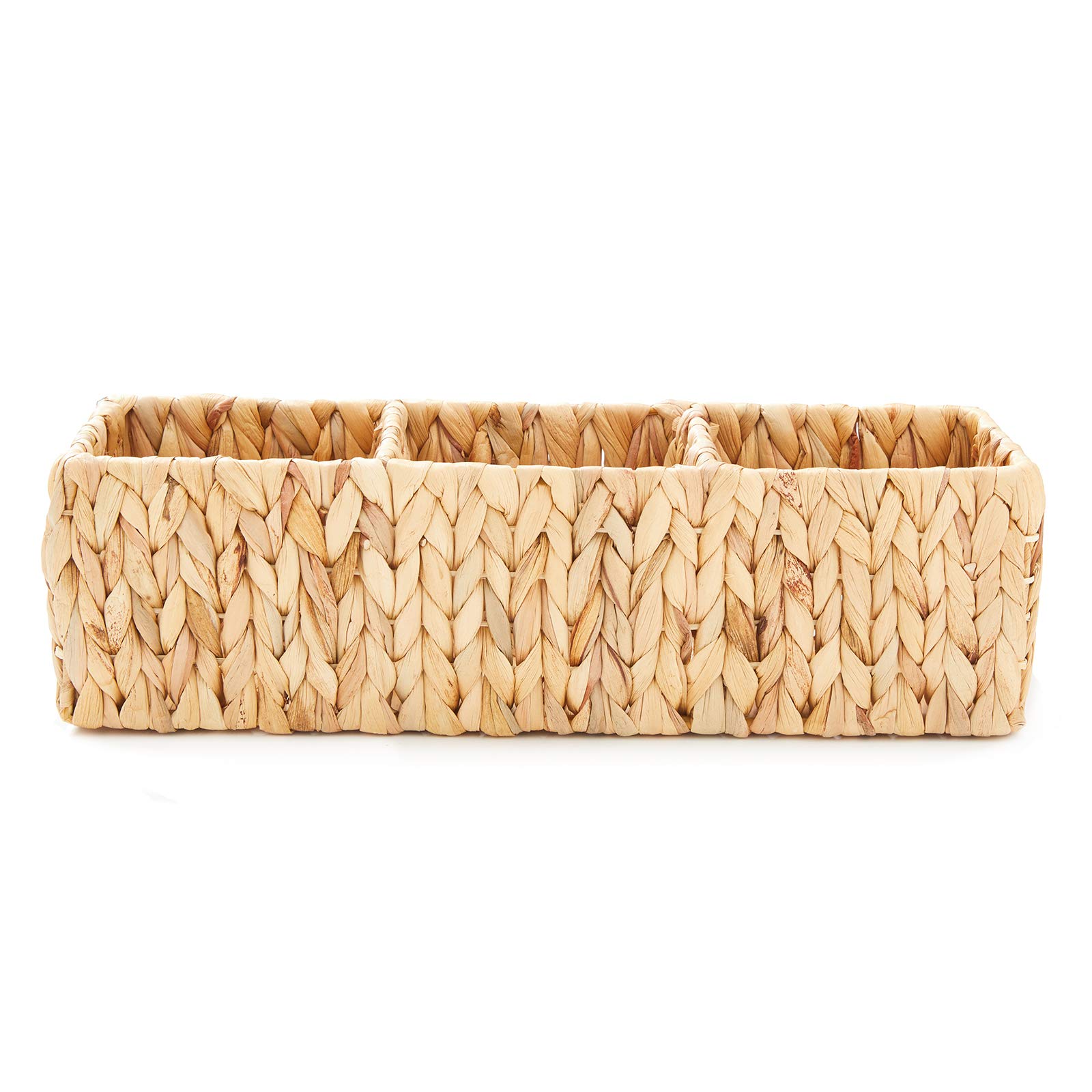 Americanflat Natural Rectangular Woven Water Hyacinth Storage Basket - Hand-Woven - Toilet Topper Baskets - Home Organizer Basket - Water Hyacinth Material - Use on Bathroom Vanity, Countertop