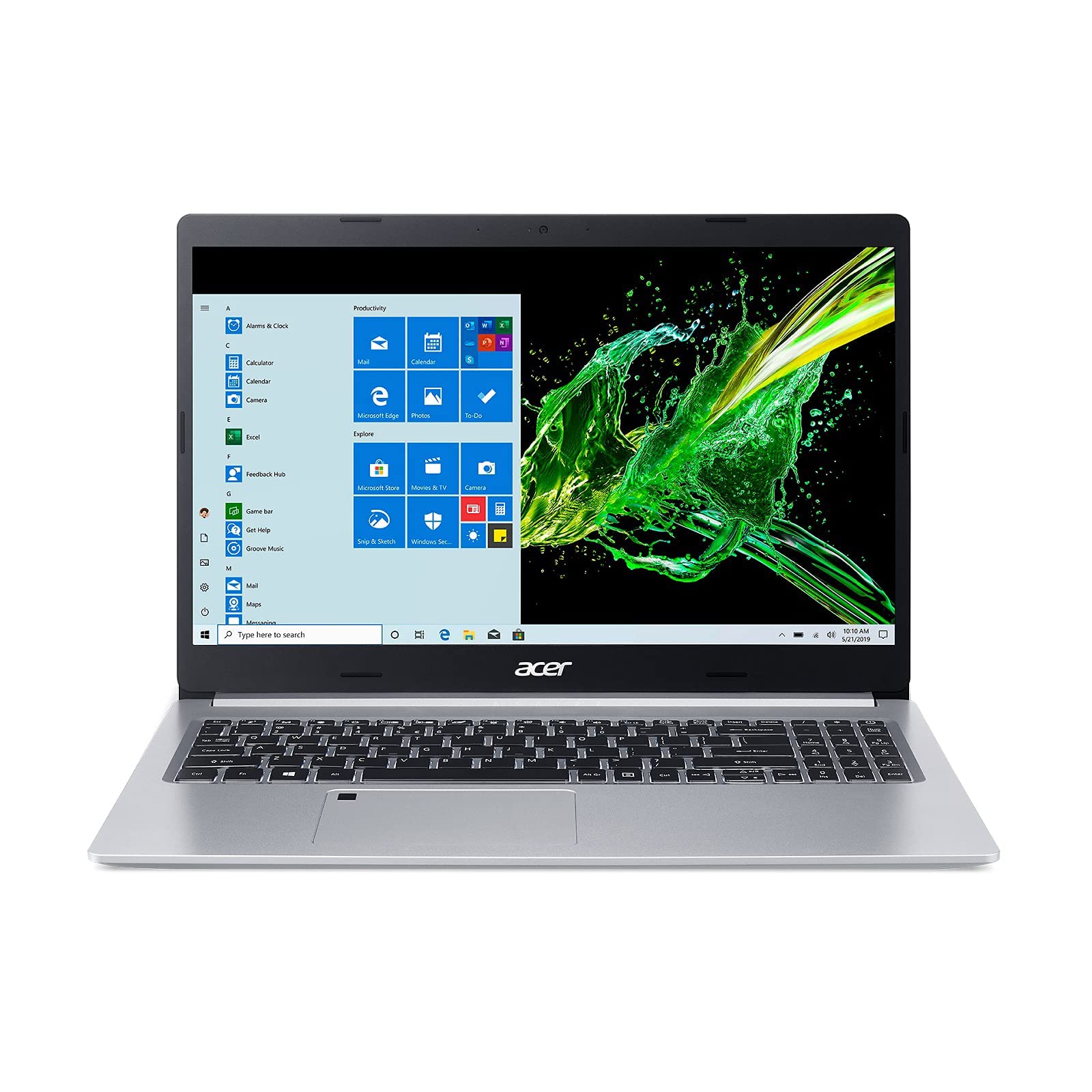 Acer Aspire 5 A515-55-56VK, 15.6 Full HD IPS Display, 10th Gen Intel Core i5-1035G1, 8GB DDR4, 256GB NVMe SSD, WiFi 6, HD Webcam, Fingerprint Reader, Backlit Keyboard, Windows 10 Home (Renewed)