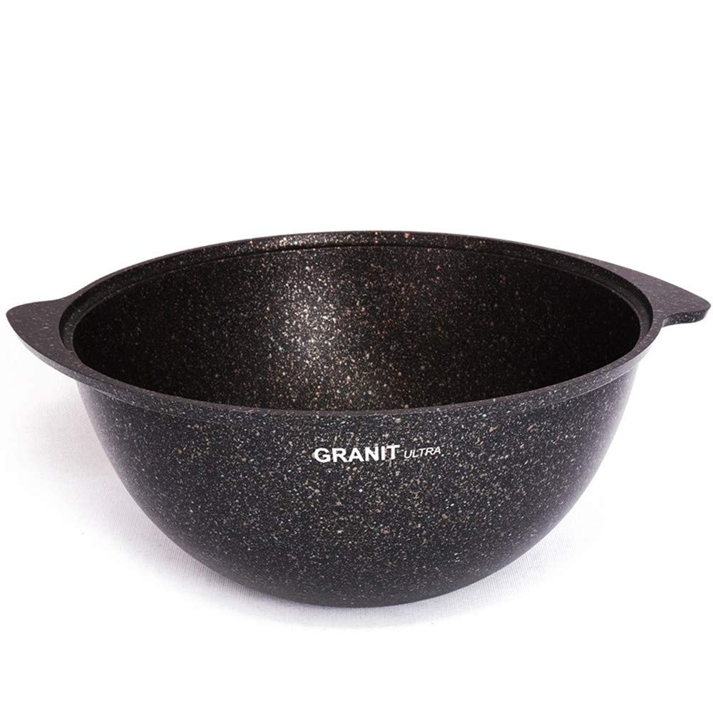 Books.And.More Aluminium Kazan Pot Kazan for Making Pilaf with Lid (non-stick coating) Wok with Lid (4.5 L) Cast-Iron Frying Pan with Glass Lid Cast Iron Asian Cauldron Camping Wok Cooking