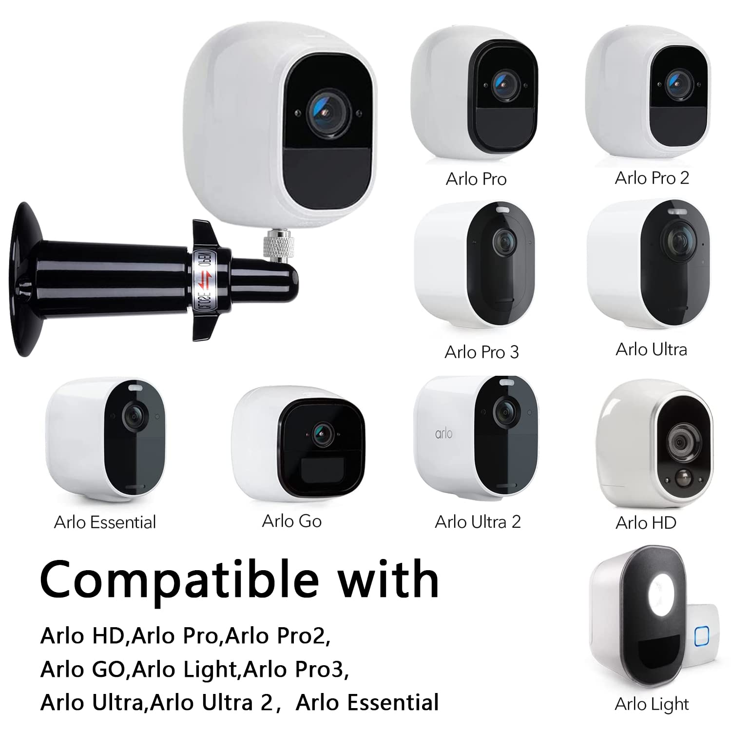 Haoyou Mount Mounting Bracket Adjustable Mount Outdoor Indoor Equipped for Arlo Arlo Essential Arlo Pro Arlo Go Arlo Pro 2/pro 3/Arlo Ultra 2 (2 Pack Black)