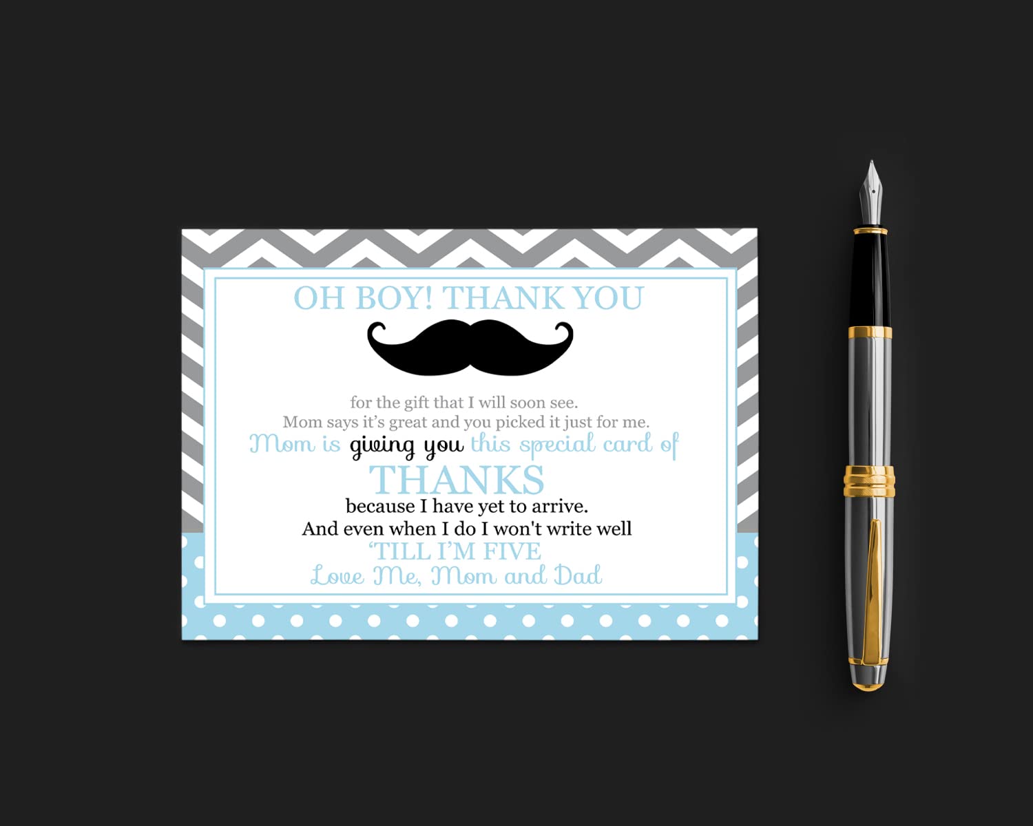 Mustache Baby Shower Thank You Postcard Set of 15
