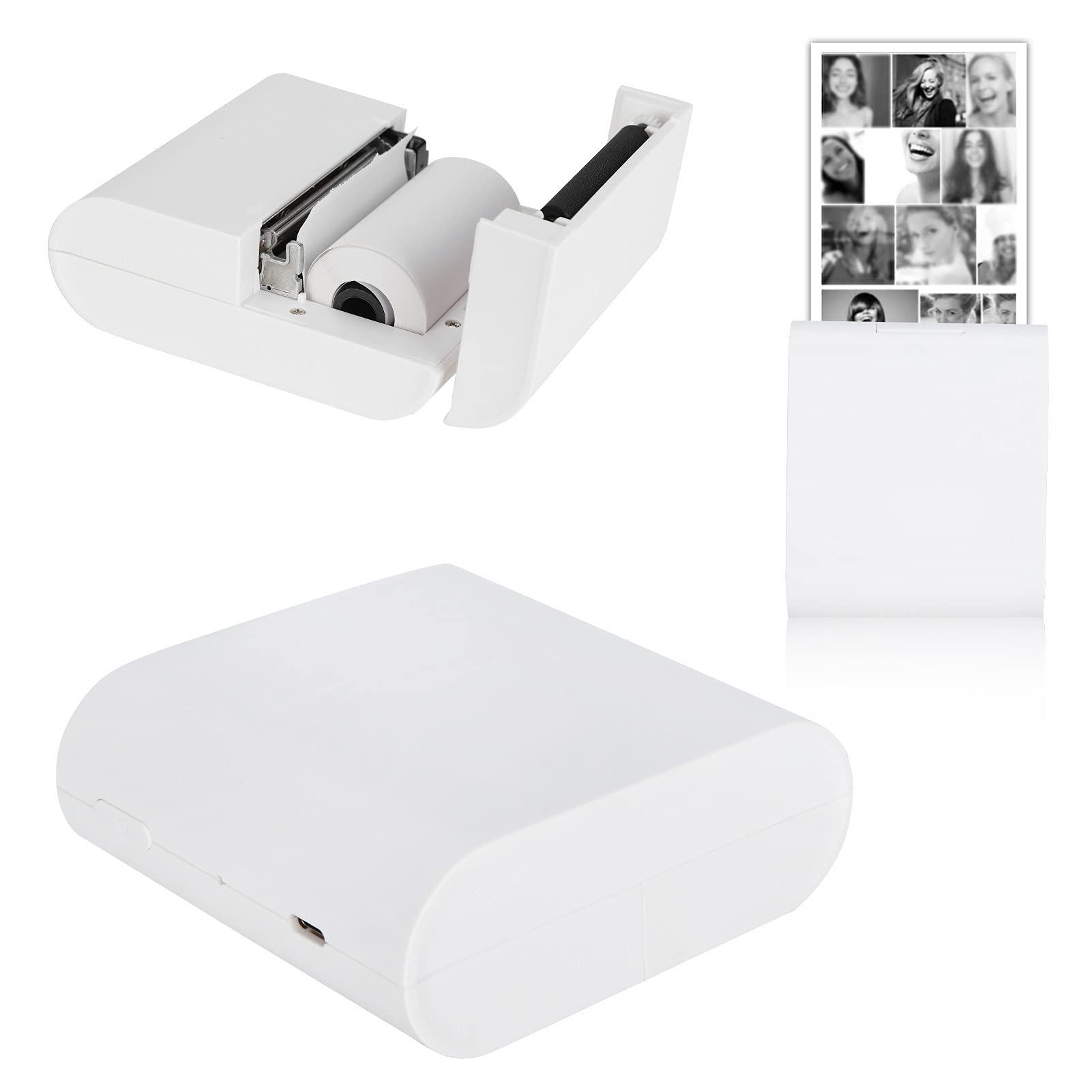 AURORAGRACE Portable Mini Printer 200DPI White Pocket Thermal Printing Device