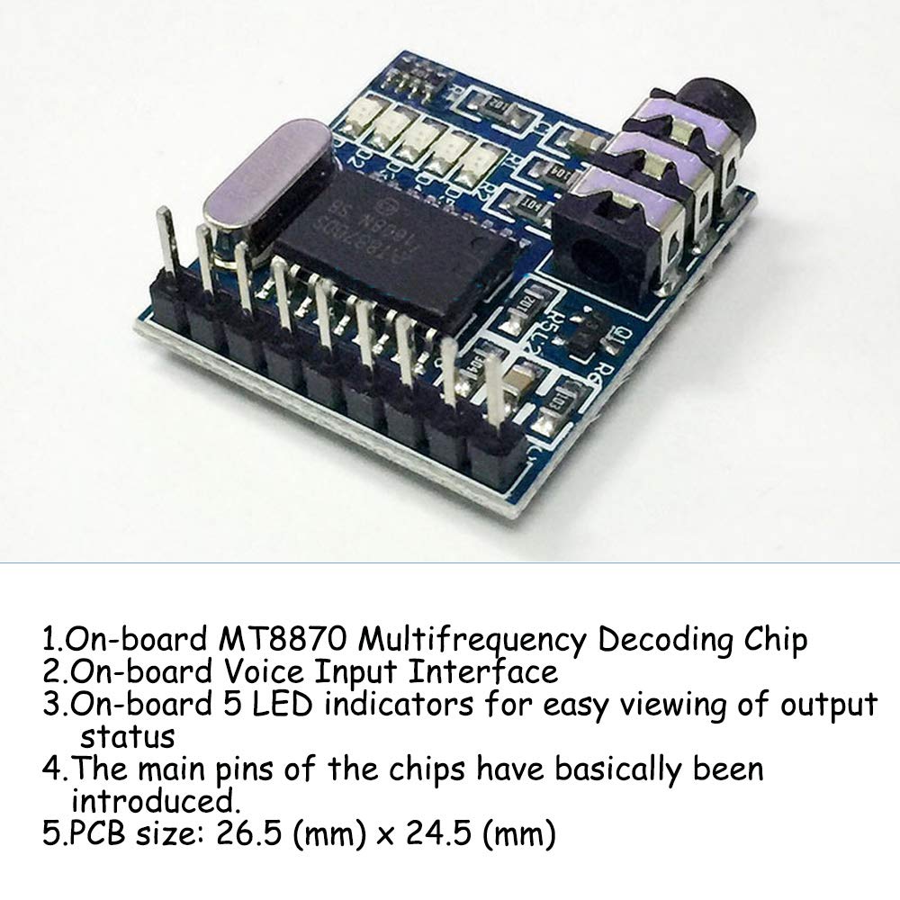KOOBOOK 5Pcs MT8870 DTMF Voice Decoder Decoding Module Telephone/Audio Decoder Speech Module for Arduino