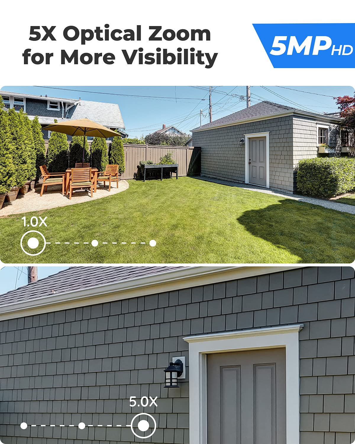 REOLINK RLC-511WA - 5MP Security Camera Outdoor with Spotlights, 5X Optical Zoom, Color Night Vision, Person/Vehicle Detection, 2.4/5 GHz WiFi Home Security Camera System, Supports Smart Playback