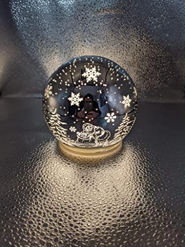 Christmas Decor Lovely Reindeer Sled Snow Globe – 4.7 x 5.1 Inches