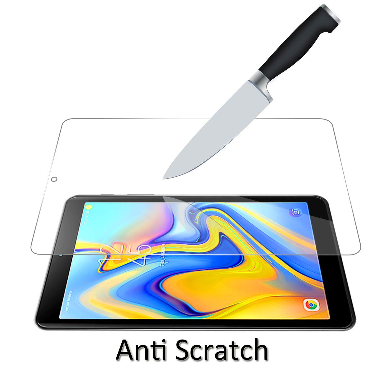 Orzero (2 Pack) Tempered Glass Screen Protector Compatible for Samsung Galaxy Tab A 8.0 inch 2018 (Only Fits for SM-T387 Model), 9 Hardness HD Anti-Scratch Full-Coverage