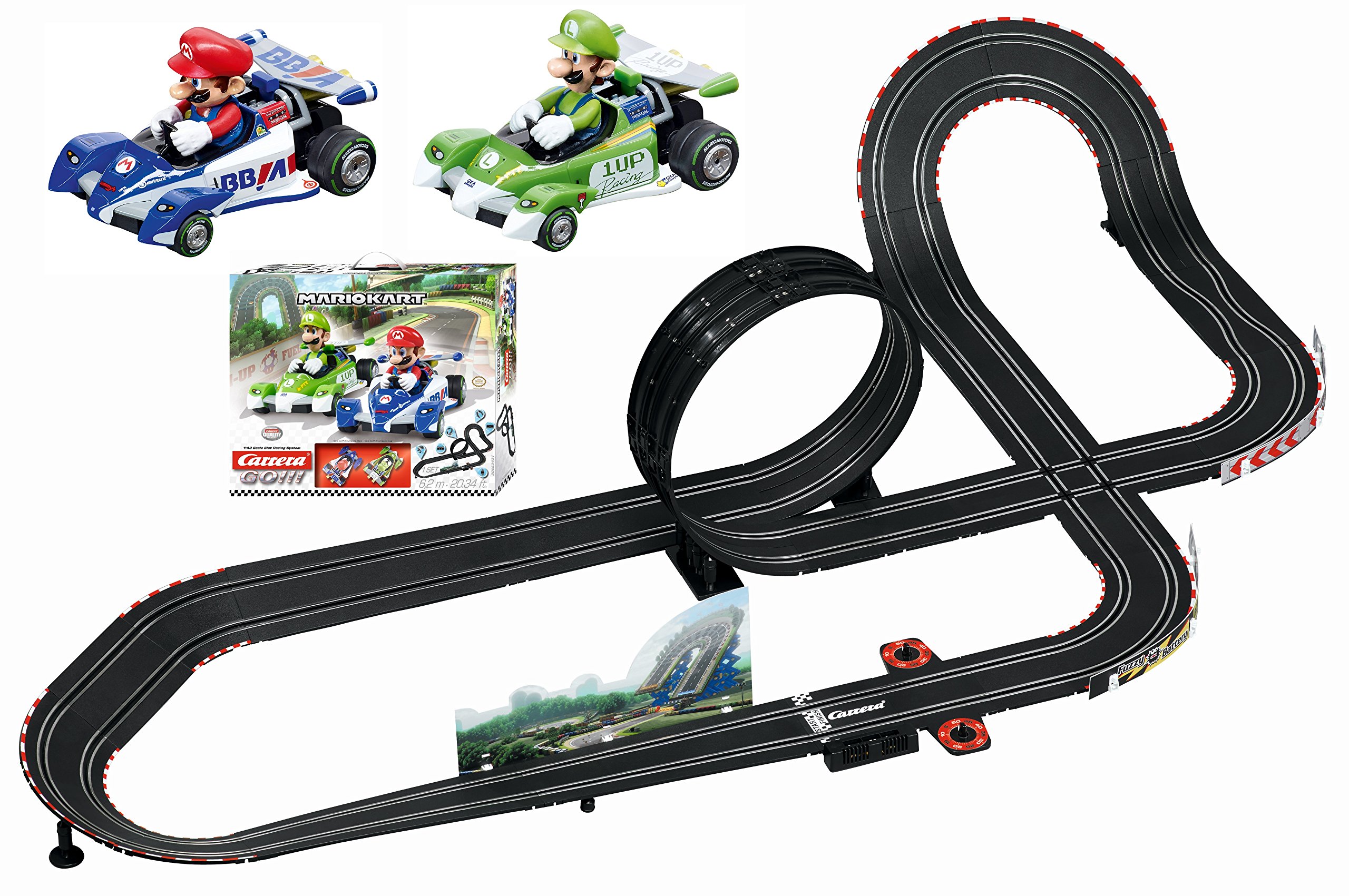 Carrera GO!!! Nintendo Mario Kart 1:43 Scale Electric Powered Slot Car Race Track Set System 20 Feet