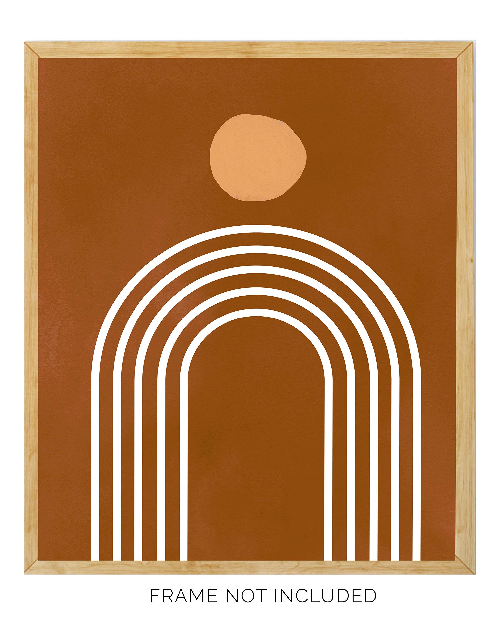 Abstract White Rainbow on Rust Wall Art. 11x14 UNFRAMED Print. Abstract, Minimalist Modern Wall Decor. Shades of Terracotta, Rust, Burnt Orange and White.