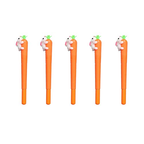 BinaryABC Carrot Bunny Rabbit Gel ink Pen,Easter Gift Easter Party Decoration,5Pcs