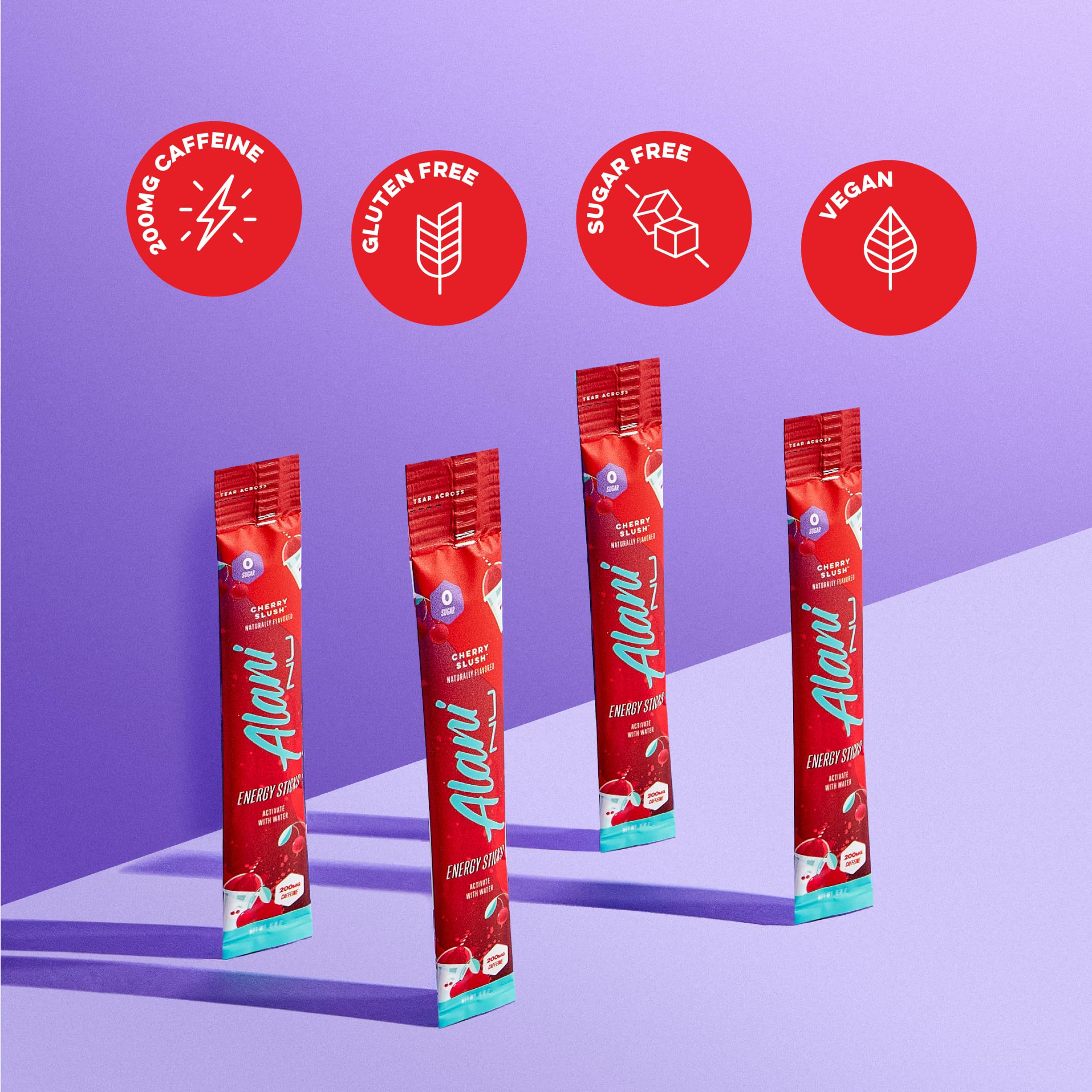 Alani Nu Cherry Slush Energy Sticks | Energy Drink Powder | 200mg Caffeine | Pre Workout Performance with Antioxidants | On-The-Go Drink Mix | Biotin, B Vitamins | Zero Sugar | 5 Calories | 10 Pack