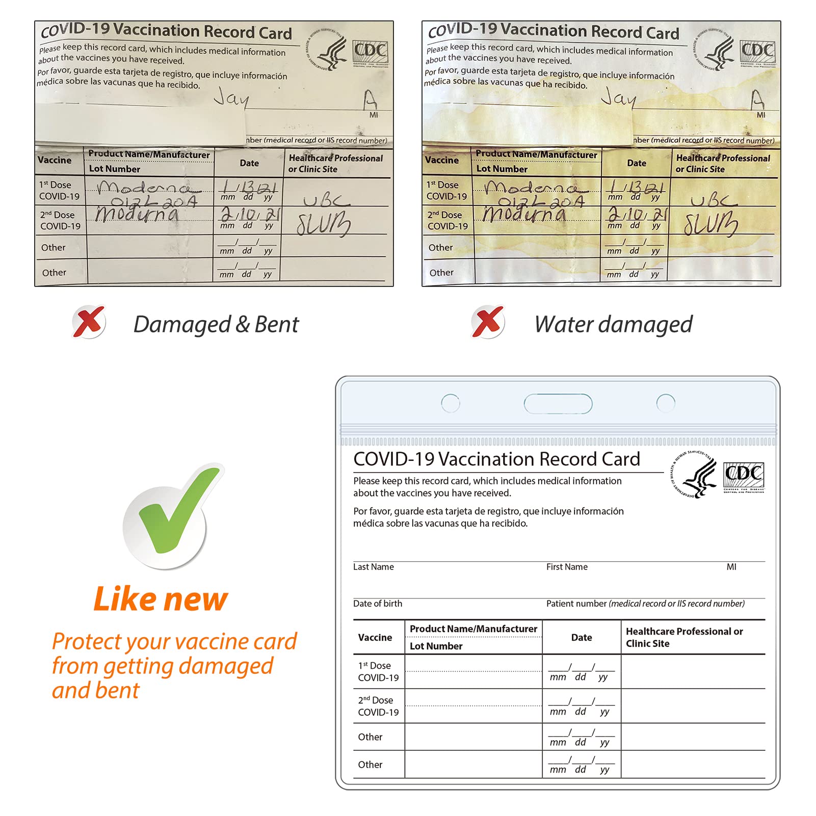 5 Pack Vaccine Card Holder - Travel Accessories, Covid CDC Vaccination Card Protector 4x3 in, Business Travel Essentials