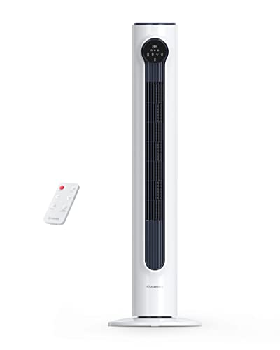 AIRMATE Tower Fan with Remote, 90° Oscillating Bladeless Fan, 42in Silent Standing Fan, 3 Modes 8 Speeds, LED Display Touchpad, 8H Timer Floor Fan for Bedroom Dorm Home Office, Washable & Portable