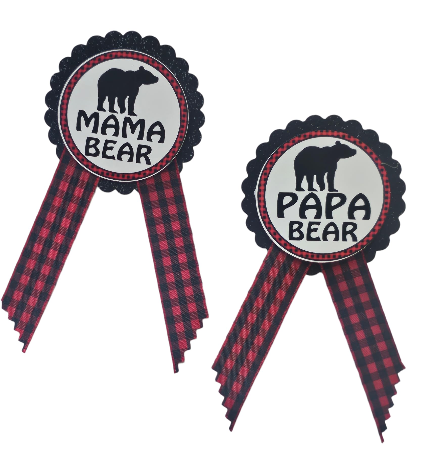 Mama Bear & Papa Bear Baby Shower Pins Daddy to Be Pin Buffalo Plaid Gender Reveal, Red & Black Pin, Baby Sprinkle