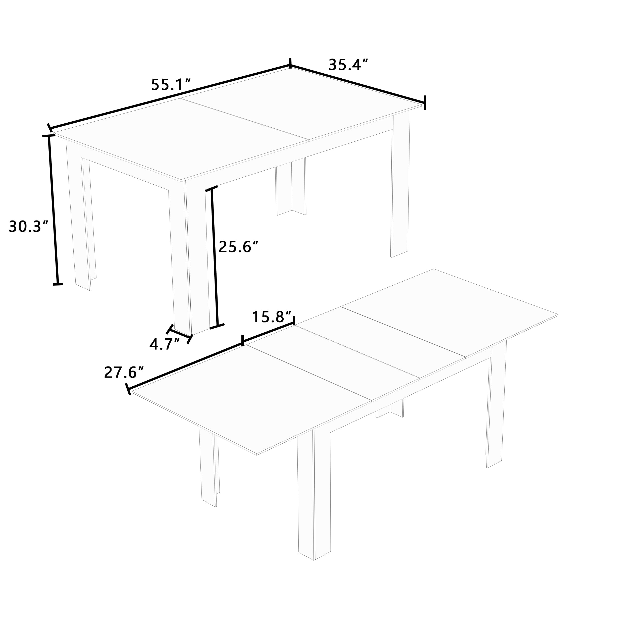 5-7.2FT Extendable Dining Room Table for 8-10, Modern Rectangular Expandable Transfomer Dining Room Table for Space-Saving Kitchen Small Space