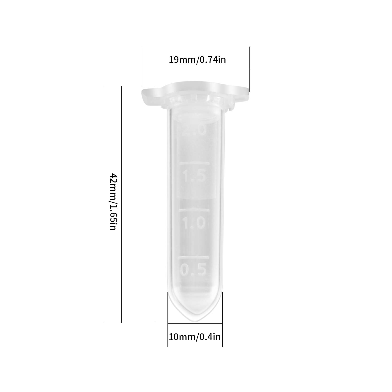 500 Pcs 2ml Microcentrifuge Tubes, Graduated Centrifuge Tubes, Clear Plastic Reusable Centrifuge Vials with Flat-Top Snap Caps, Small Sample Lab Test Storage Vials Tubes