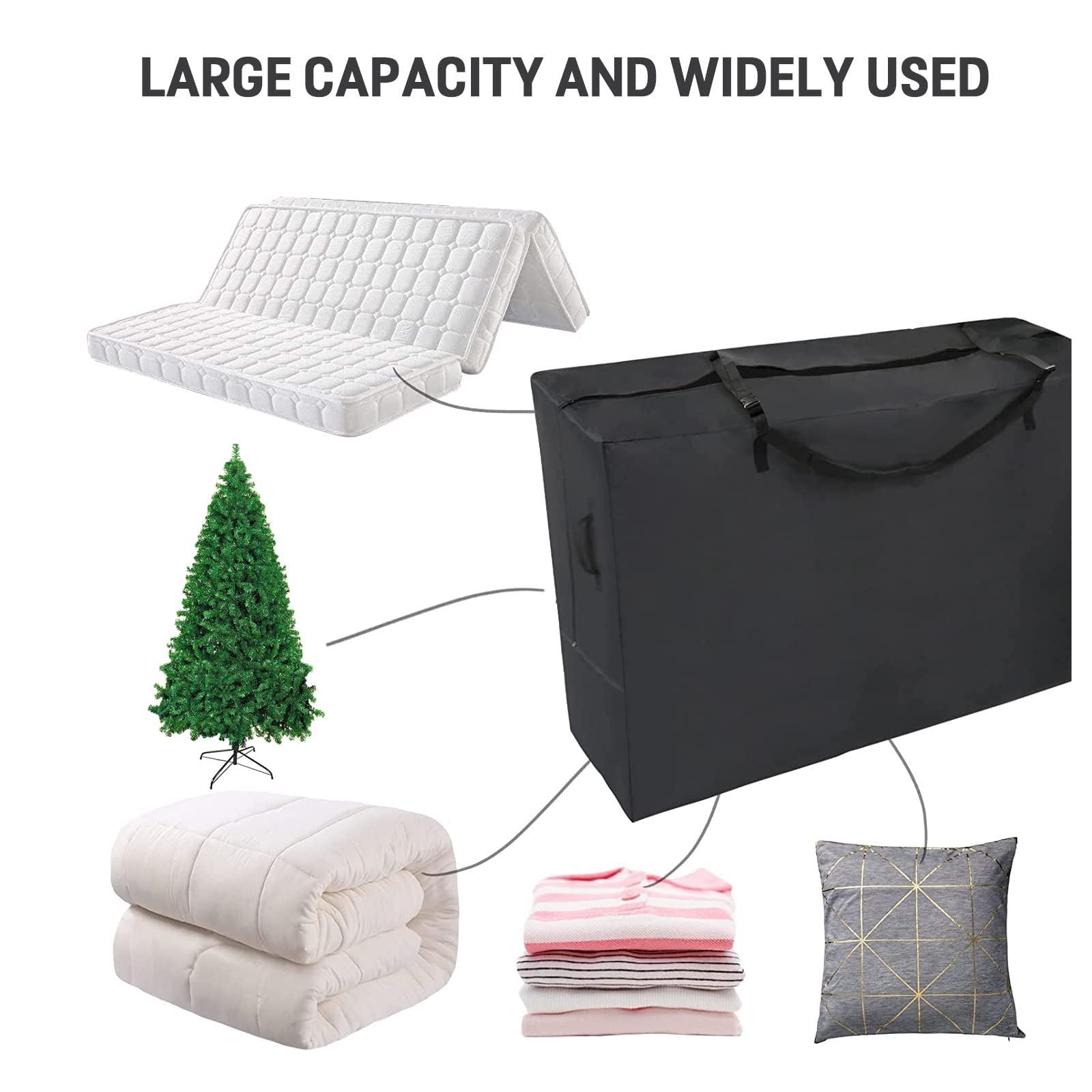 Andacar Folding Mattress Storage Bag for Tri-Fold Mattress, Fits Up for Full 6 Inch Mattress Folding Mattress Bag Trifold Memory Foam Mattress Case- 54 x 25 x 19 Inches