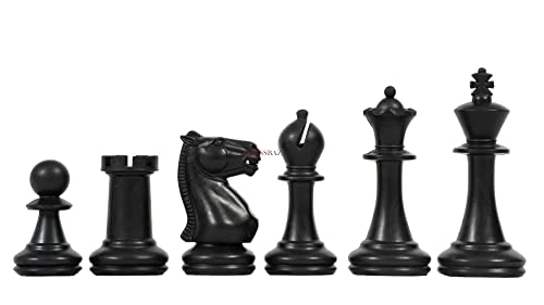 CHESSBAZAAR Study Library Tournament Plastic Chess Pieces & Roll Up Chess Board Combo |32 Pieces with 15 Inches Rollup Chessboard | Weight-340 grams | Black & Off-white |Plastic chess Set | Board Game