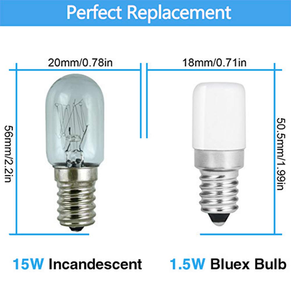 6 Pack BlueX LED c7 s6 1.5w Night Light Bulbs, Day White 5000K 15 Watt Equivalent, Mini LED Bulb Candelabra E12 Base – LED for Bedroom Porch Use Salt Light BulbLamp