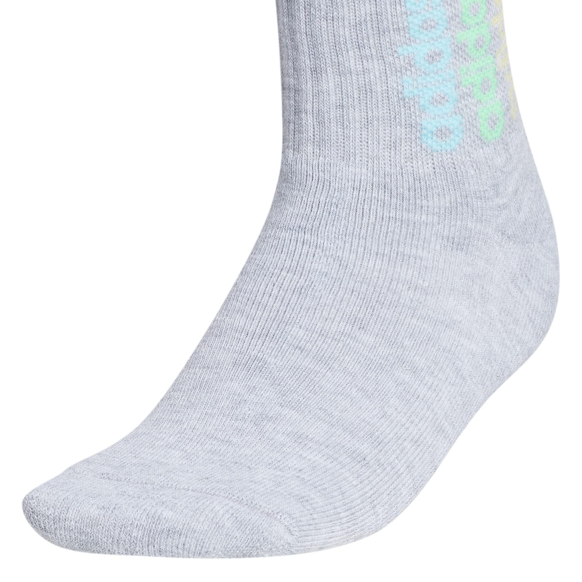 adidas Women's Sport Linear High Quarter Socks (3-Pair), White/Pulse Lilac Purple/Bliss Pink, Medium