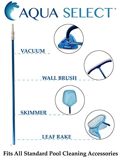 Aqua Select 6-18 Foot Telescoping Pool Vacuum Pole | Heavy Duty Aluminum Pole for Leaf Skimmers, Pool Brushes and Vacuum Head's | Expandable Swimming Pool Pole