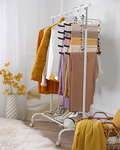 CINKSY Pants Clothes Hangers Space Saving - Upgrade Non Slip Jeans Hanger Rack with Foam Padded Swing Arm Leggings Hanger Multiple Layers Closet Organizer and Storage for Trousers, Scarf, Tie - 2 Pack