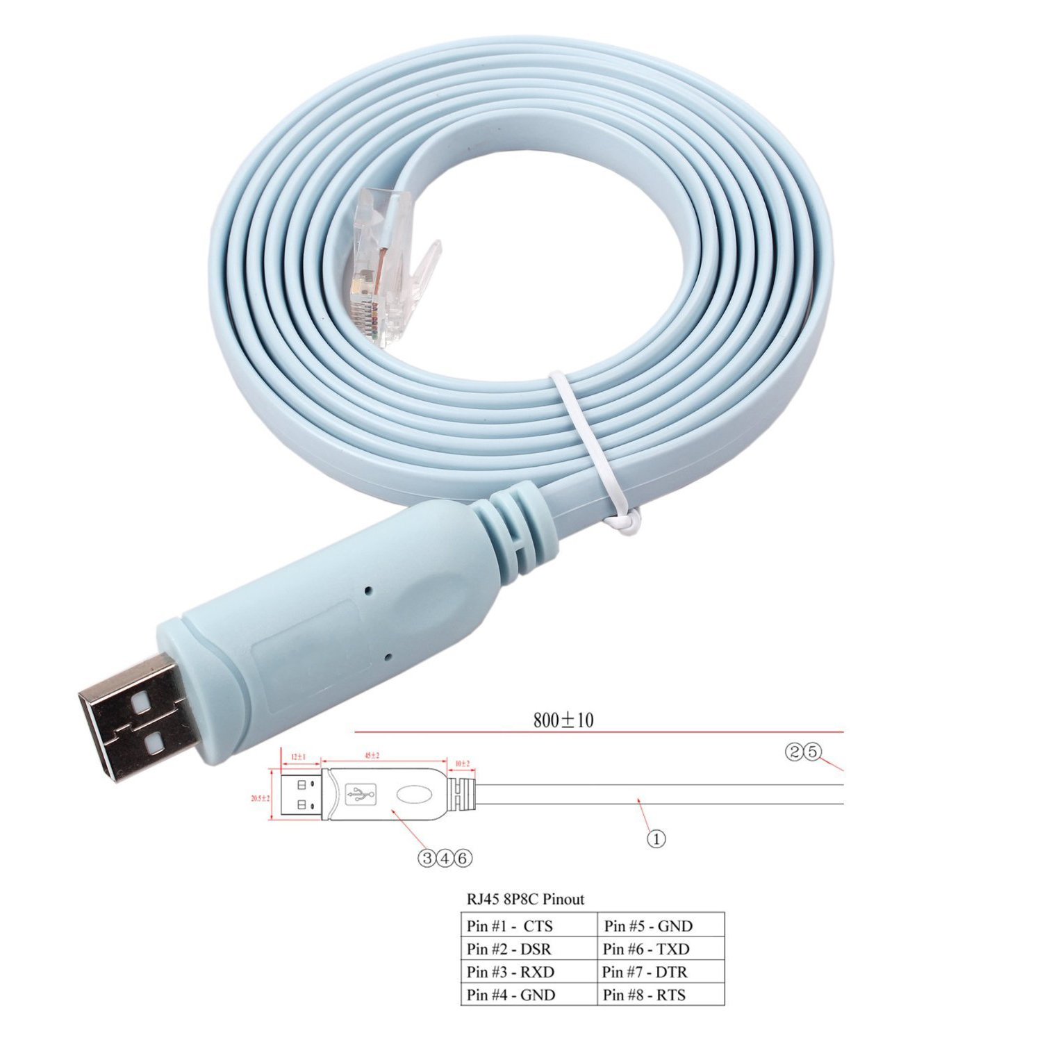 Gopala USB Console Cable, 6ft/1.8m Console Cable, USB to RJ45 Console Cable with FTDI Chip Compatible with Arista,Opengear,Aruba,Juniper Routers/Switches for Laptops in Windows, Mac, Linux