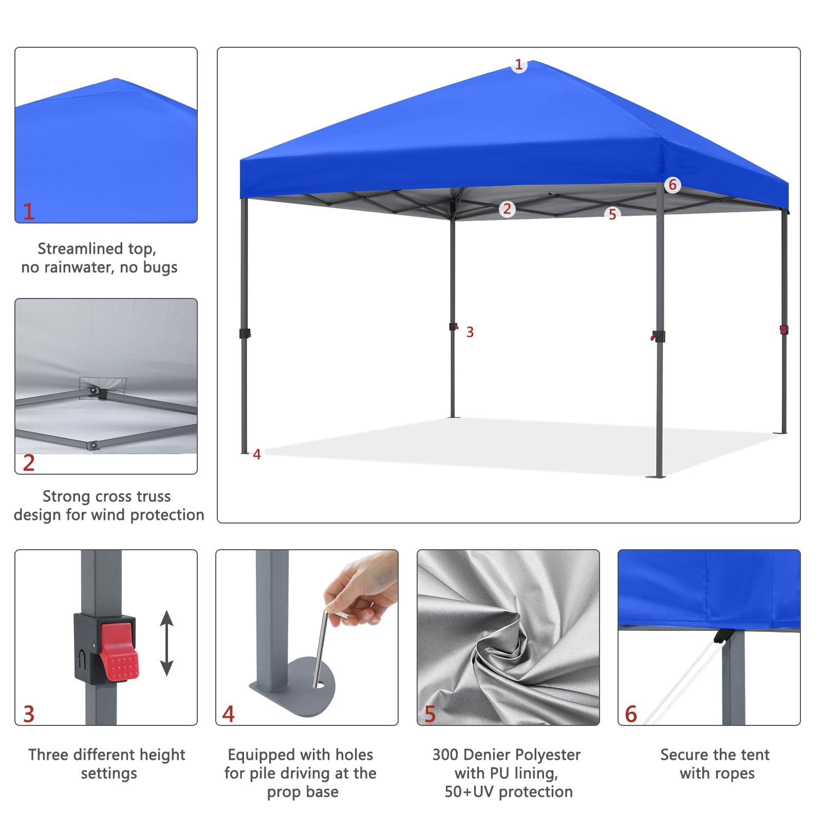 ABCCANOPY Durable Easy Pop up Canopy Tent 10x10, Royal Blue