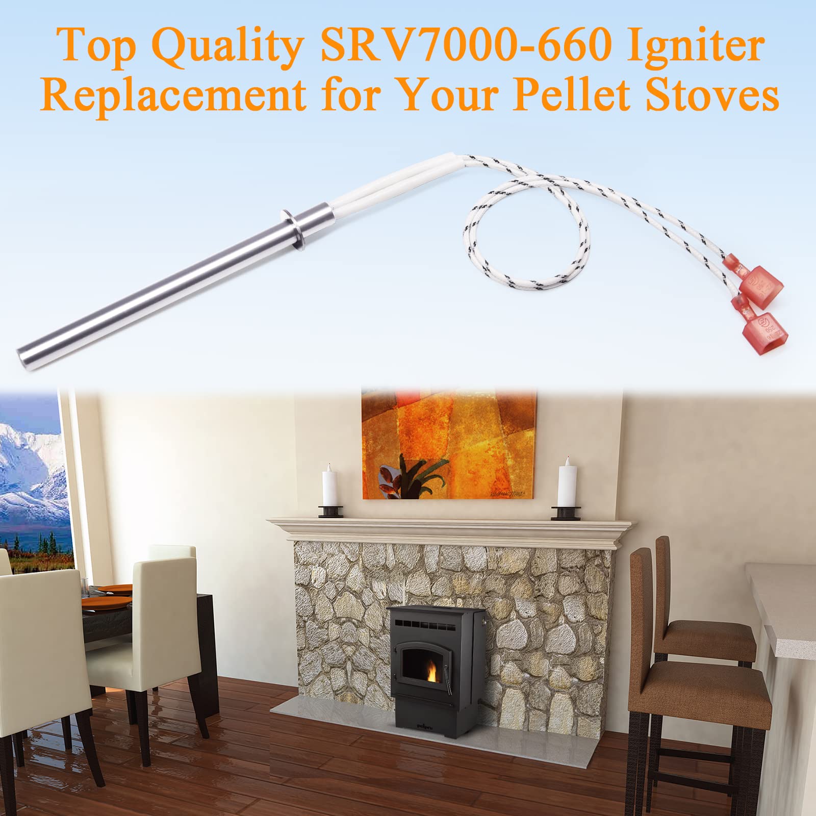 Criditpid Replacement SRV7000-660 Igniter for PelPro PP130, PP60, PP70 Pellet Stove, Pleasant Hearth PH35PS, PH50CABPS Pellet Stoves.