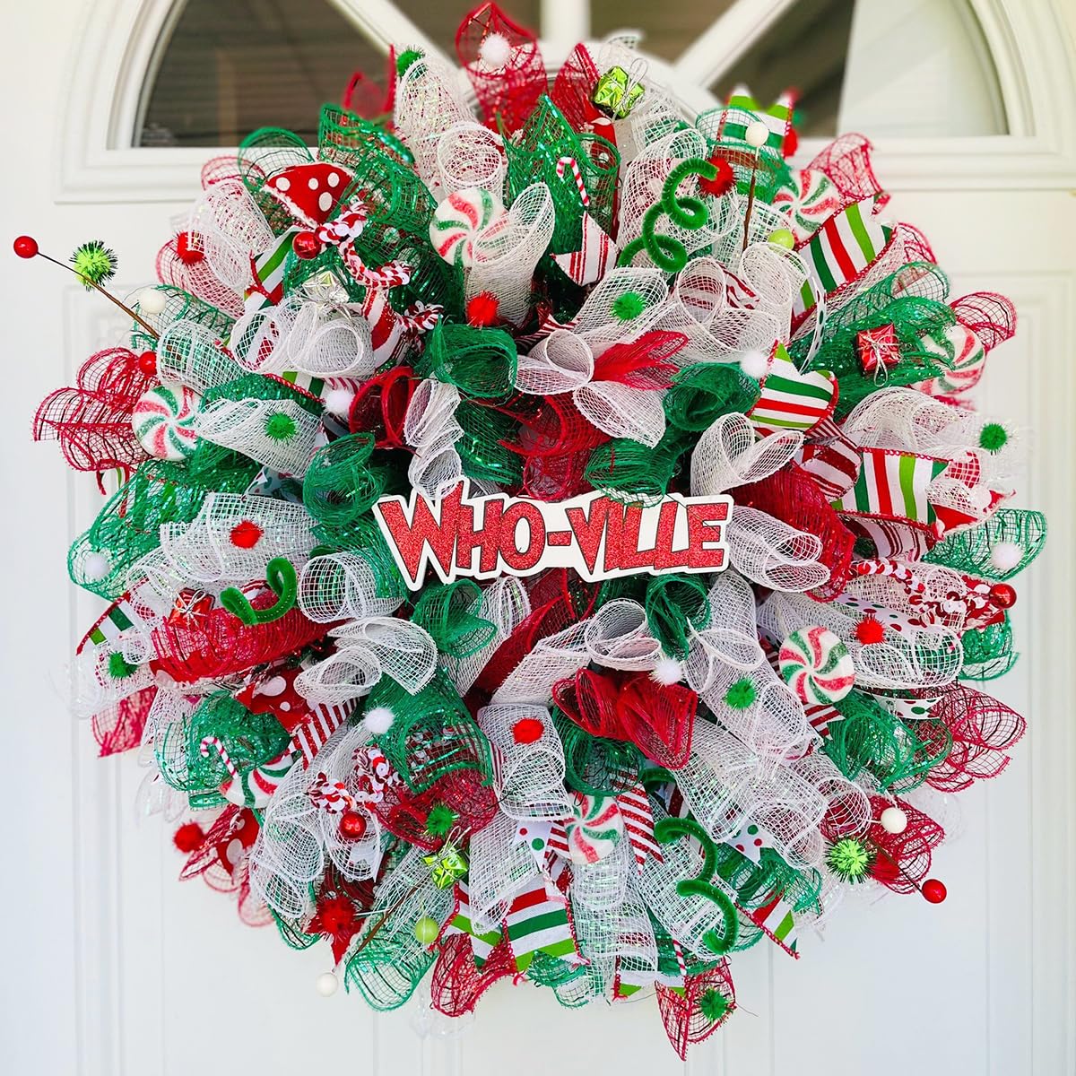 8 Rolls Christmas Mesh Ribbon, Christmas Mesh Fabric Ribbons with Metallic Foil Poly Deco Mesh Ribbon for Christmas Xmas Tree Bows Garland Decoration