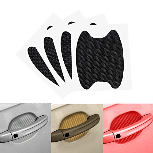 Eaplus 8pcs Universal 3D Carbon Fiber Car Door Handle Paint Scratch Protector Sticker Auto Door Handle Scratch Cover Guard Protective Film (Black)