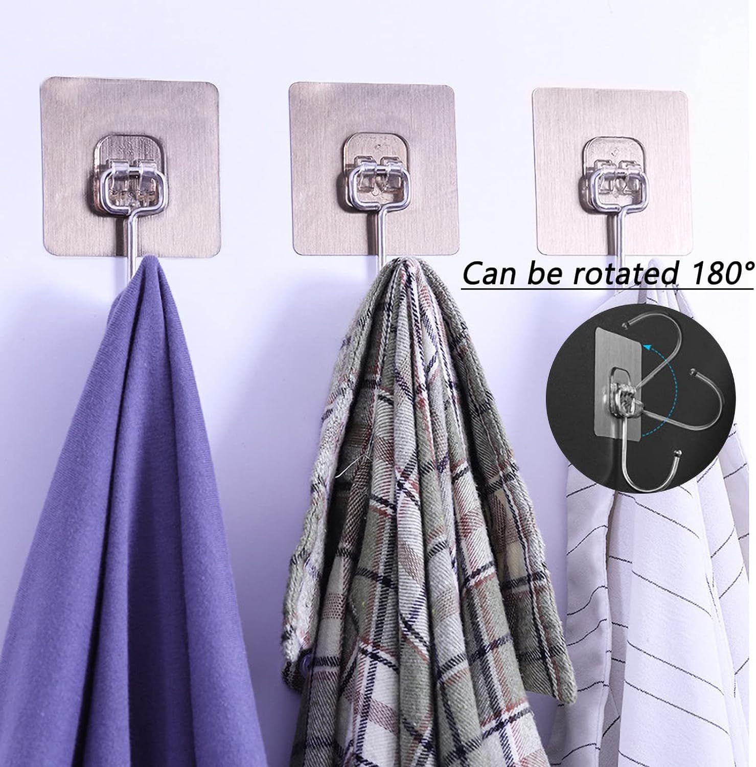 MCZTO Wall Hooks 22lb(Max) Large Adhesive Hooks 20 Packs, Transparent Reusable Seamless Hooks, Waterproof and Oilproof, Bathroom Kitchen Heavy Duty Self Adhesive Hooks (Gold, 20 Packs)