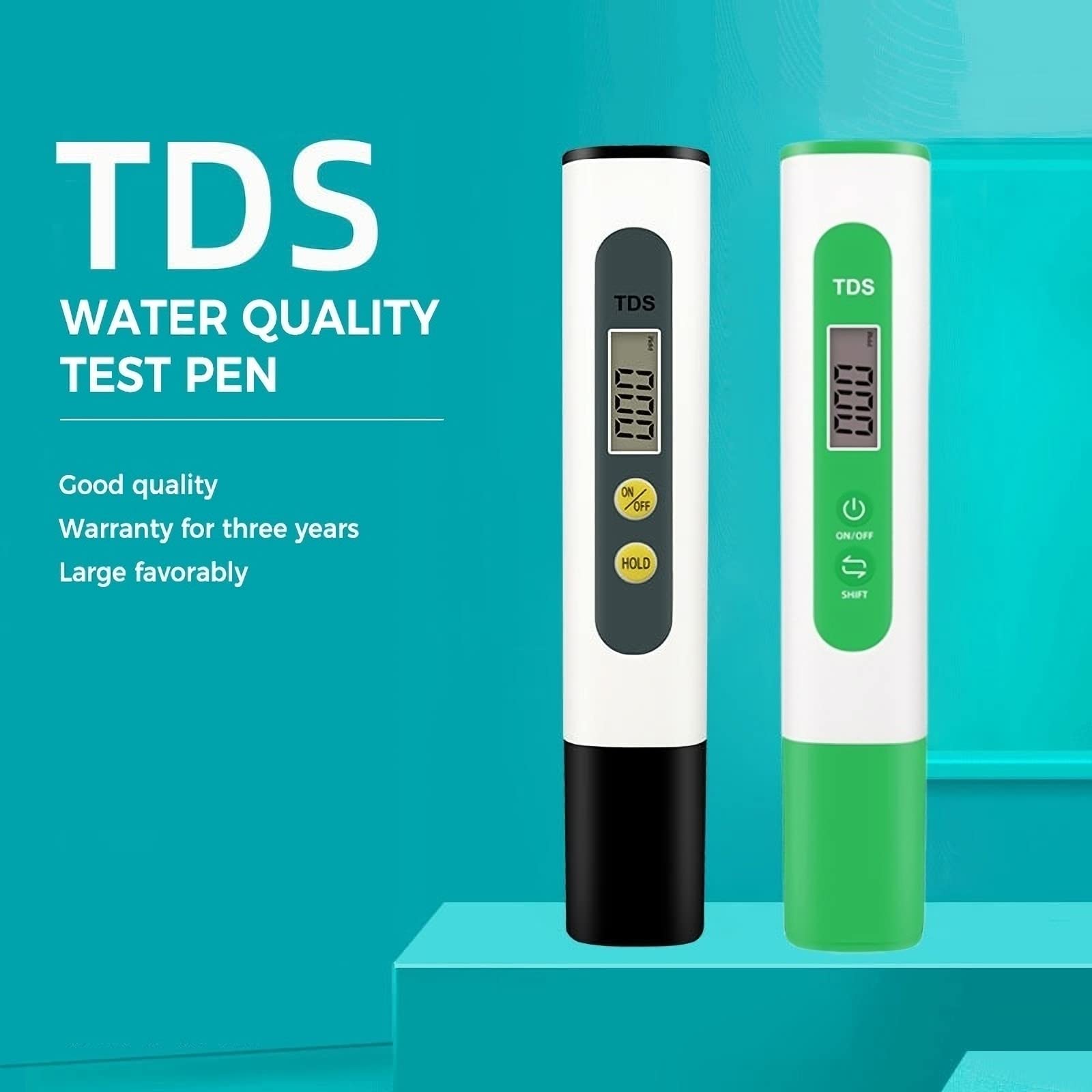TDS Meter Digital Water Quality Tester for RO-RODI System Drinking Water,Aquariums, Hydroponics,0-9990 ppm Measuring Range,1 ppm Increments,2% Readout Accuracy(Green)