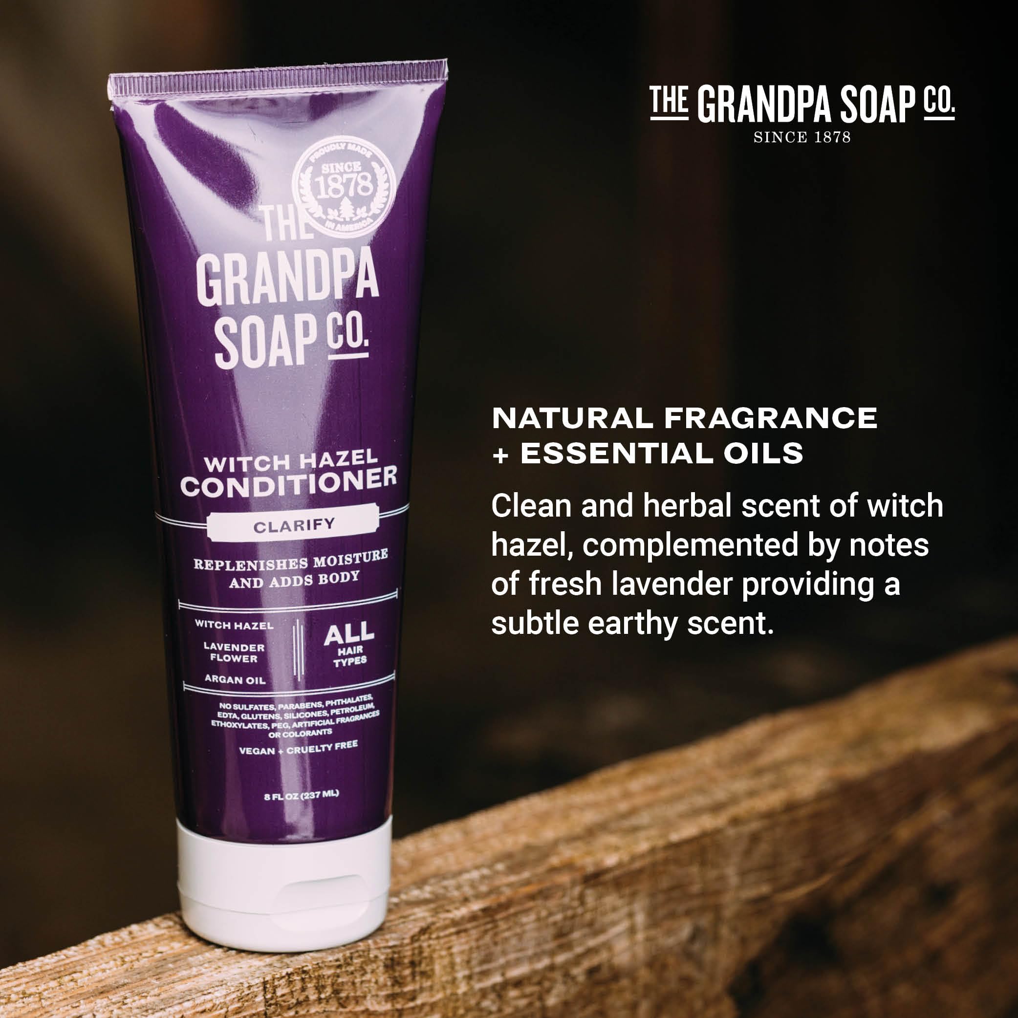 Grandpa's The Soap Company Clarifying Witch Hazel Conditioner - Relieves Scalp Conditions and Protects Against Buildup, With Lavender Flower, Sulfates and Parabens Free, 8 Fl Oz.