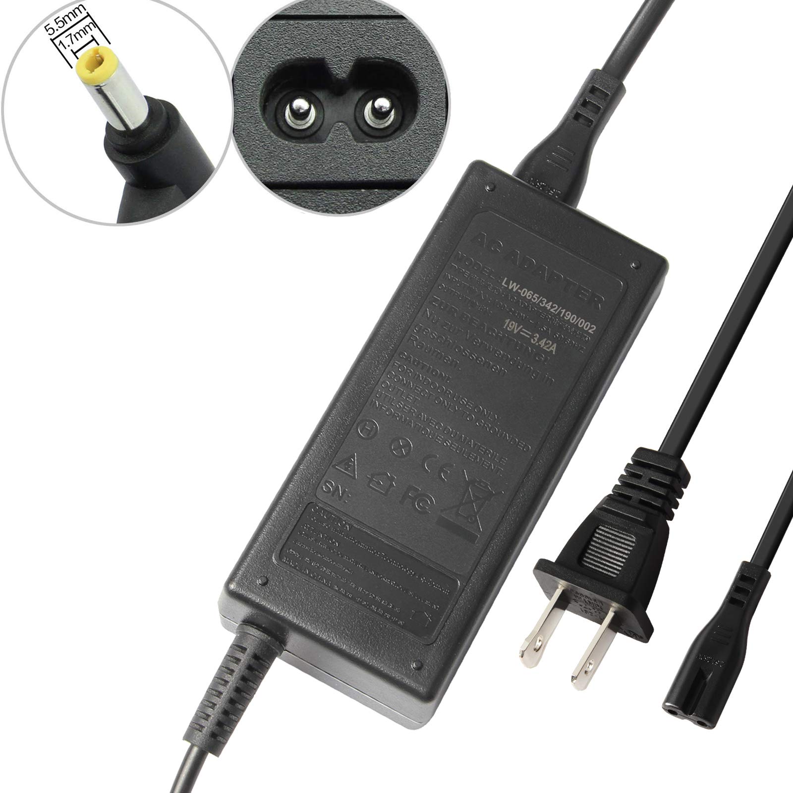 AC Adapter for Acer G277HL GN246HL H257HU R271 R221Q UT220HQL XG270HU LED Monitor Power Supply