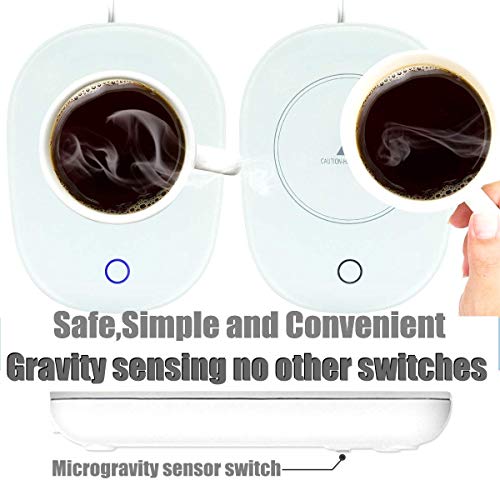 Ariskey Coffee Mug Warmer with Spoon Auto Shut Off Beverage Warmers Electric Thermostatic Smart Cup Warmer Pad for Office and Home Cocoa Tea Water Milk Soup (Up to 131F℉/55℃) with Leave Coffee Spoon