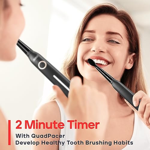 SEAGO Electric Toothbrush for Adults, with 8 Heads and 5 Modes, Rechargeable Sonic Tooth Brush One Charge for 30 Days, with 2 Mins Timer(Black)