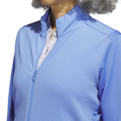 adidas Women's Standard Textured Full Zip Jacket, Blue Fusion, Medium
