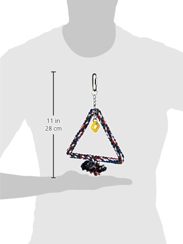 Featherland Paradise Hanging Bird Swing, Cotton Rope Wrapped Soft Hanging Bird Perch, Triangle, Small