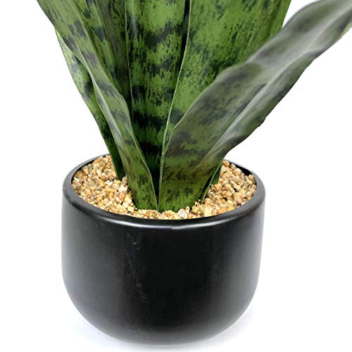 Bird Fiy Artificial Snake Plant 22" Faux Agave Fake Sansevieria Artificial Potted Plants for Indoor and Outdoor Home Office Décor (White Pot)