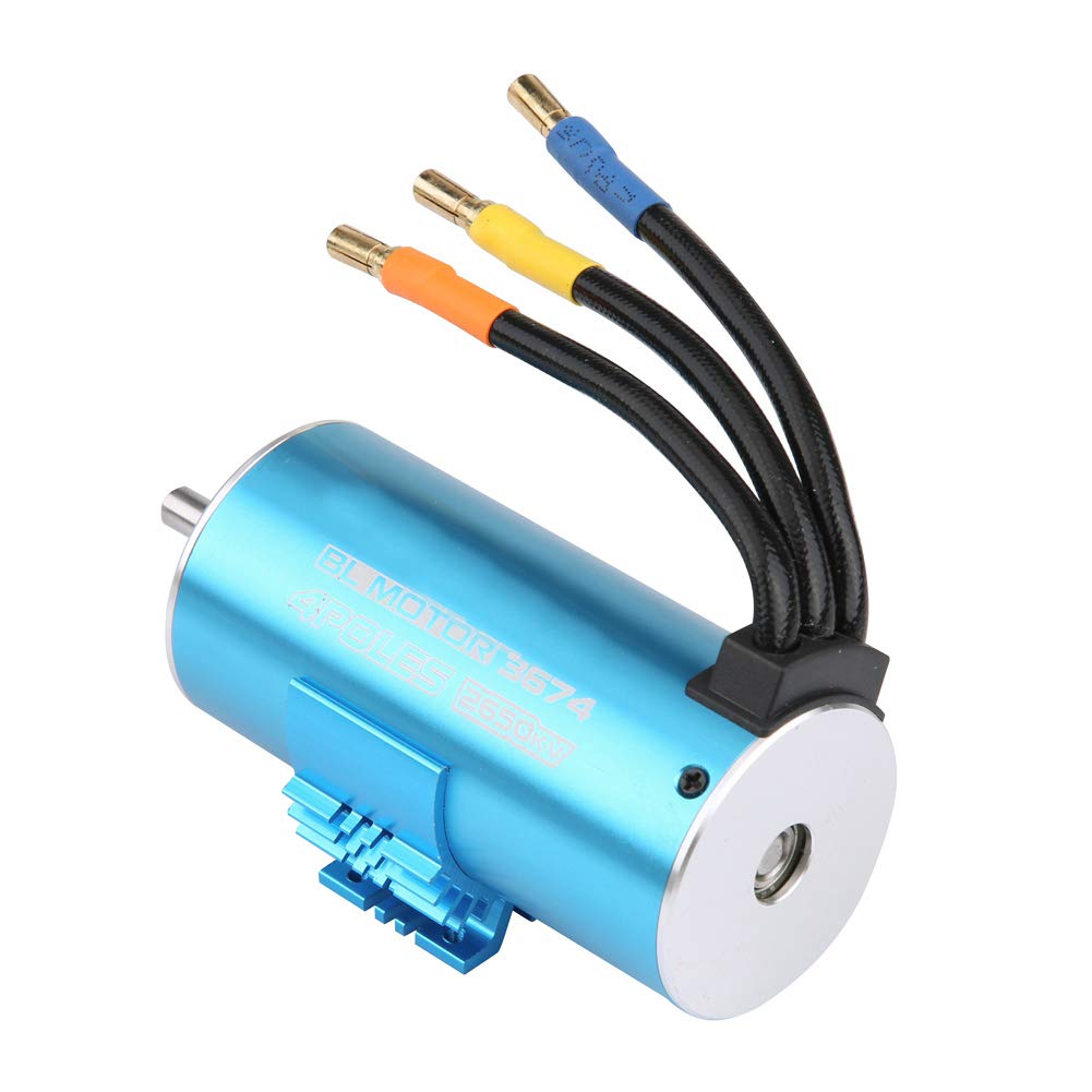 Drfeify RC Waterproof Motor, 4 Pole 12 Slot 3674 2250/2650KV Brushless Motor for RC Off-Road Car(2650KV Motor + 120A ESC + Heatsink)
