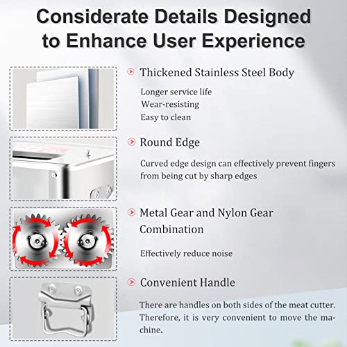 AI XUAN Commercial Meat Cutter Machine, Stainless Steel Restaurant Food Cutter, Meat Cutting Slicer, 330LBS/H 850W(Meat Thickness: 3.5mm)