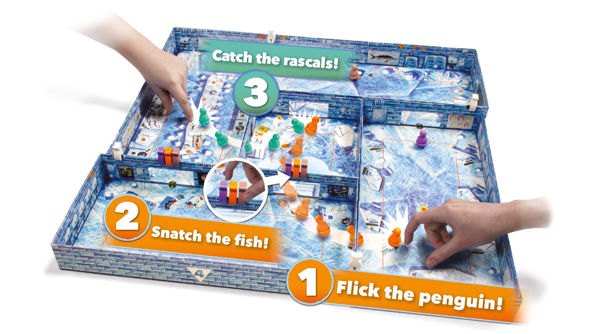 Brain Games ICECOOL 2 - A Fast & Fun Penguin Flicking Board Game, New Layouts & More Players, Age 6 and up, 2-8 Players, 30 Min Play Time, Award Winning Family Game by Brain Games,Multicolor
