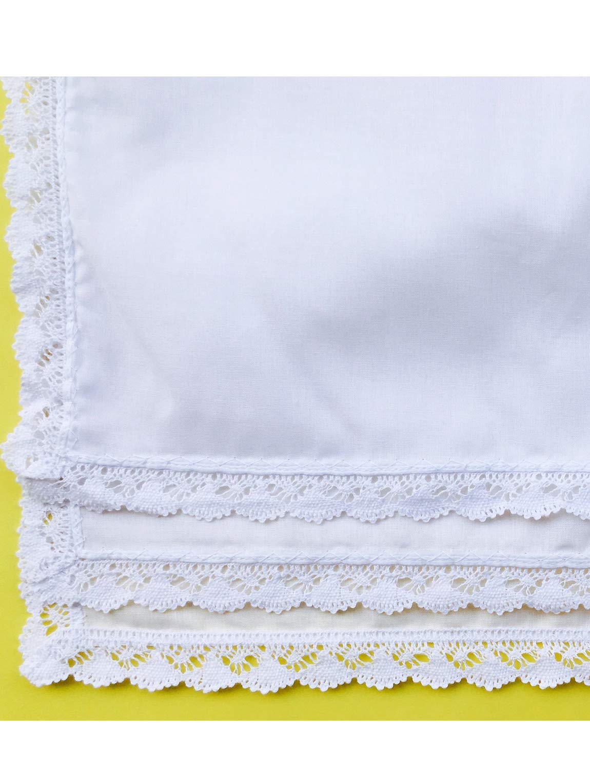 6 Pack of Ladies Embroidery Cotton Handkerchiefs Lace Border White Hankies
